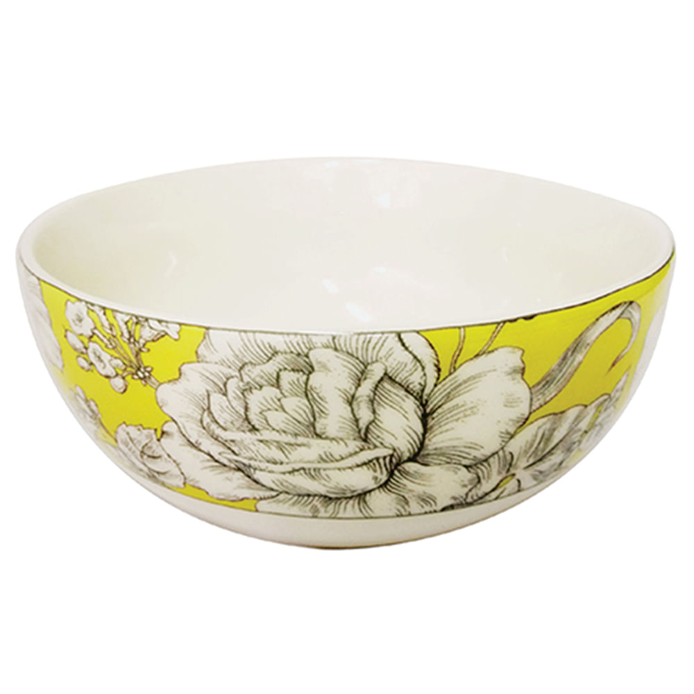 Conjunto Com 6 Bowls De Porcelana Country Toile Yellow 16,5cm