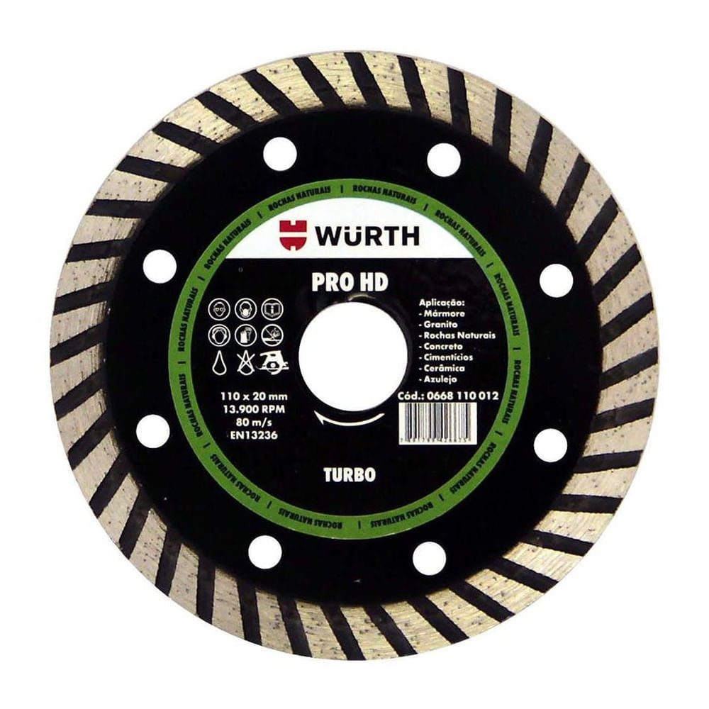 Disco Diamantado Pro HD 110mm Turbo Wurth